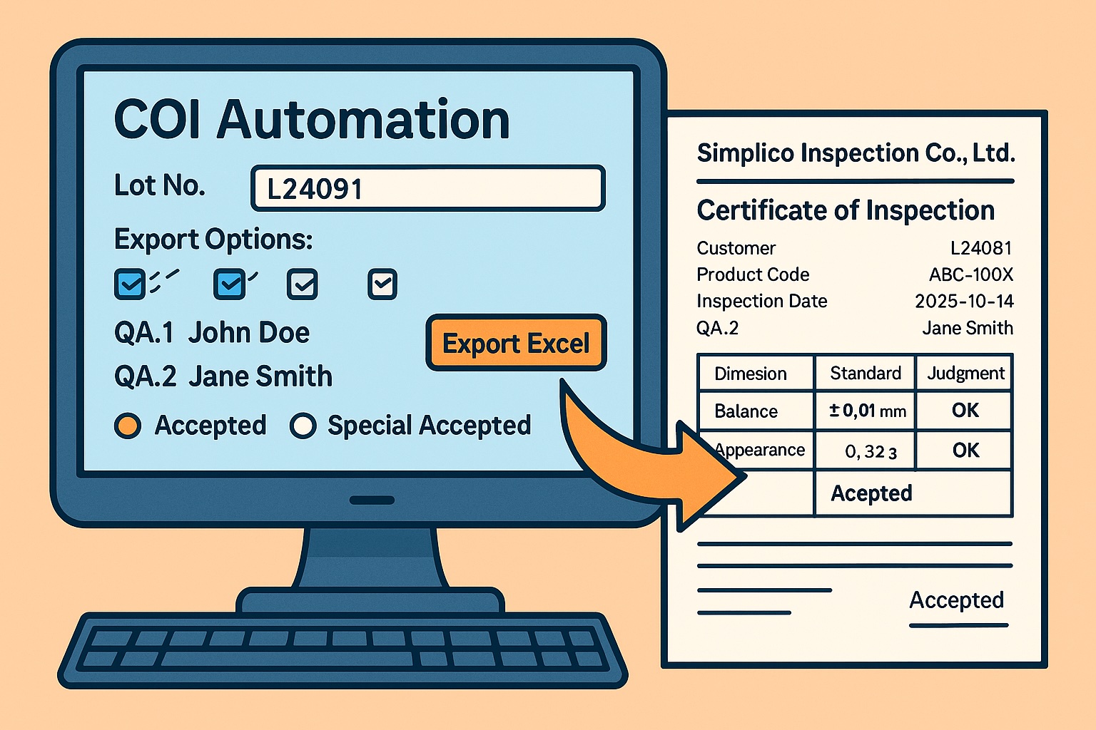 Excelテンプレートから検査証明書を自動生成するシステム - Simplico