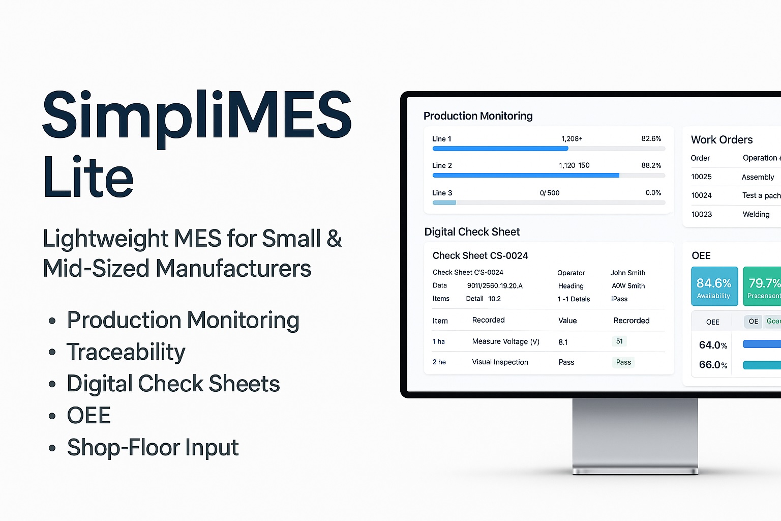 SimpliMES Lite — 面向中国中小型制造企业的轻量化 MES 解决方案 - Simplico